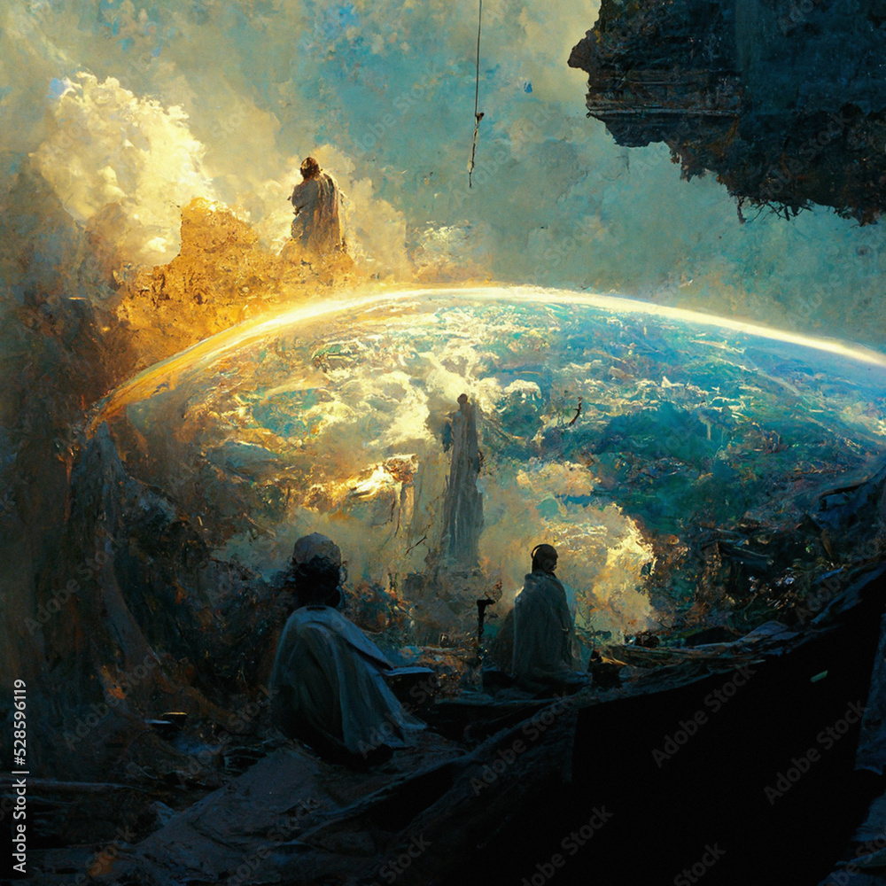In the beginning God created the heaves and the earth, concept art in a ...