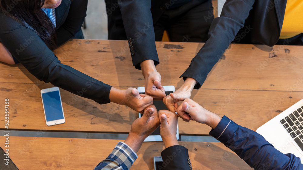 Thumbs up team hand satisfaction job with positive happy good sign ...