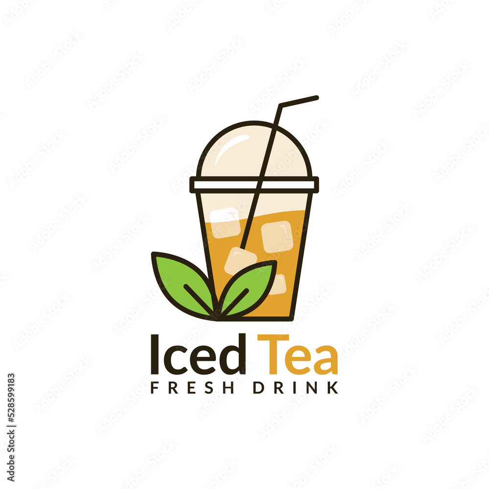 fresh drink iced tea logo Stock ベクター | Adobe Stock