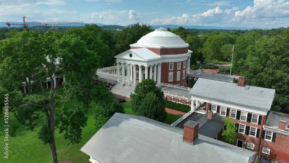 UVA, University of Virginia Rotunda and Academical Village. Aerial of ...