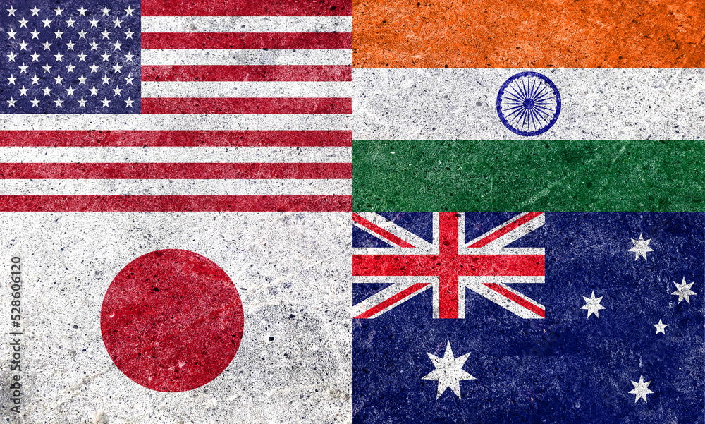 japan,australia,usa and india Quad plus countries flags. Quadrilateral ...