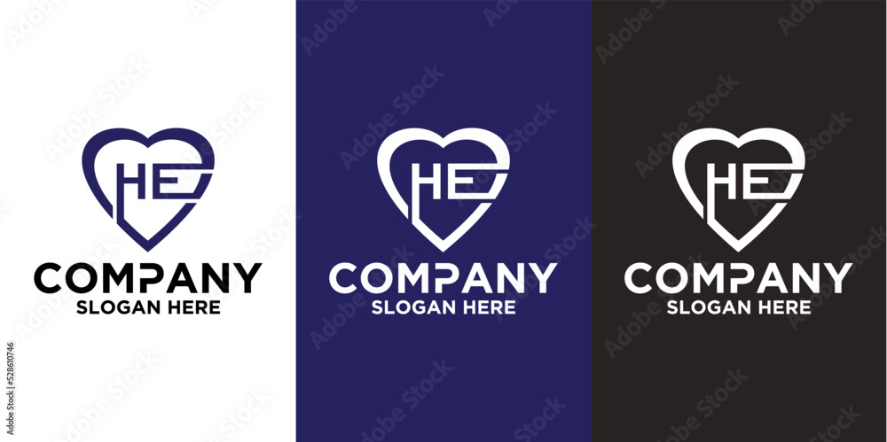 Initial letter H E logo vector design template Stock Vector | Adobe Stock