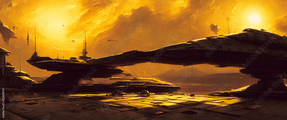Artistic concept painting of a beautiful sci-fi landscape, with a ...