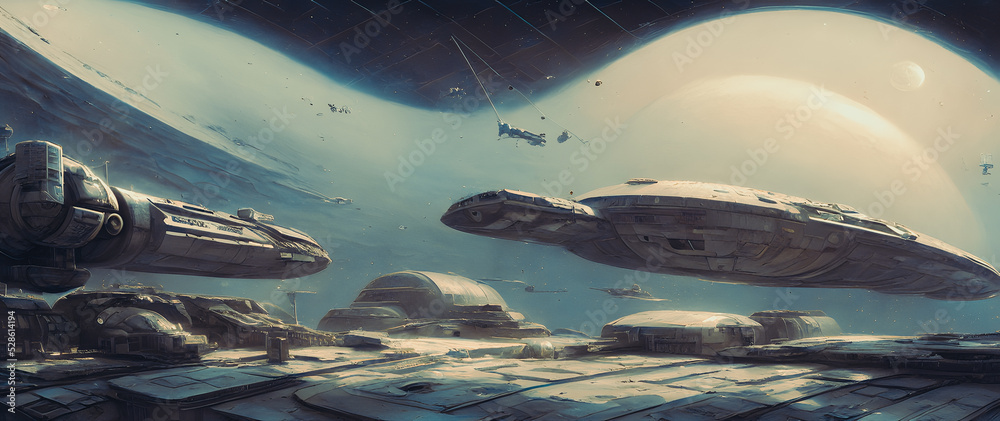 Artistic concept painting of a beautiful sci-fi landscape, with a ...