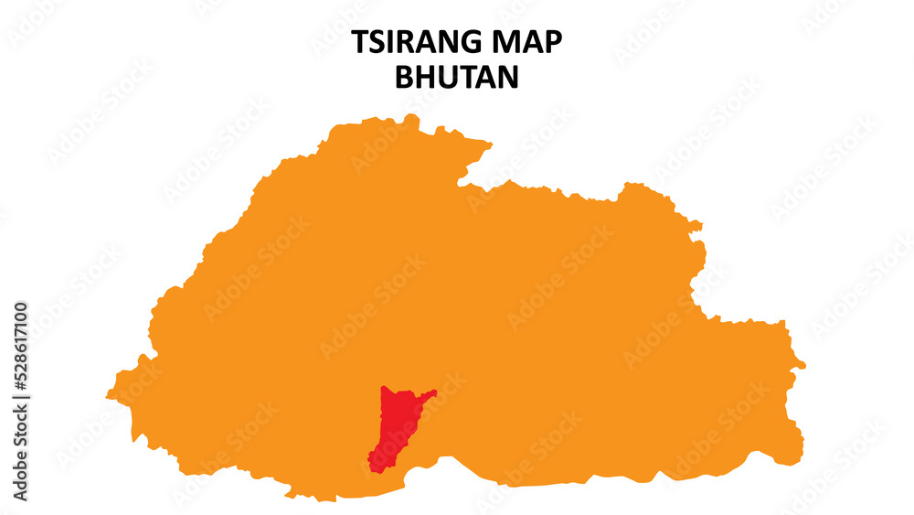 Tsirang State and regions map highlighted on Bhutan map. Stock ...