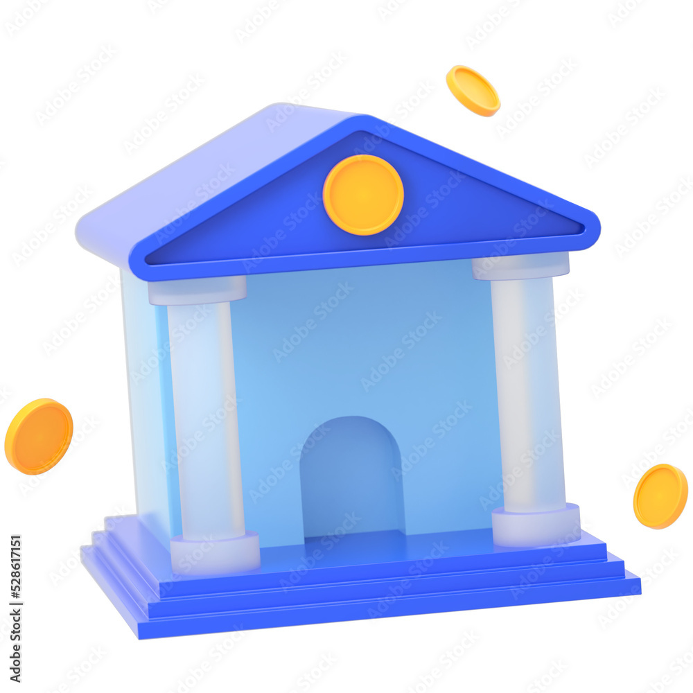 Bank 3D illustration Stock Illustration | Adobe Stock