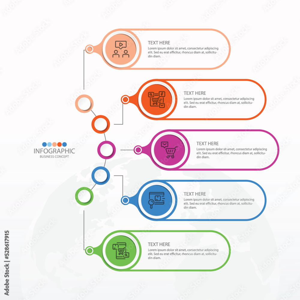 Infographic template with 5 steps, process or options, process chart ...