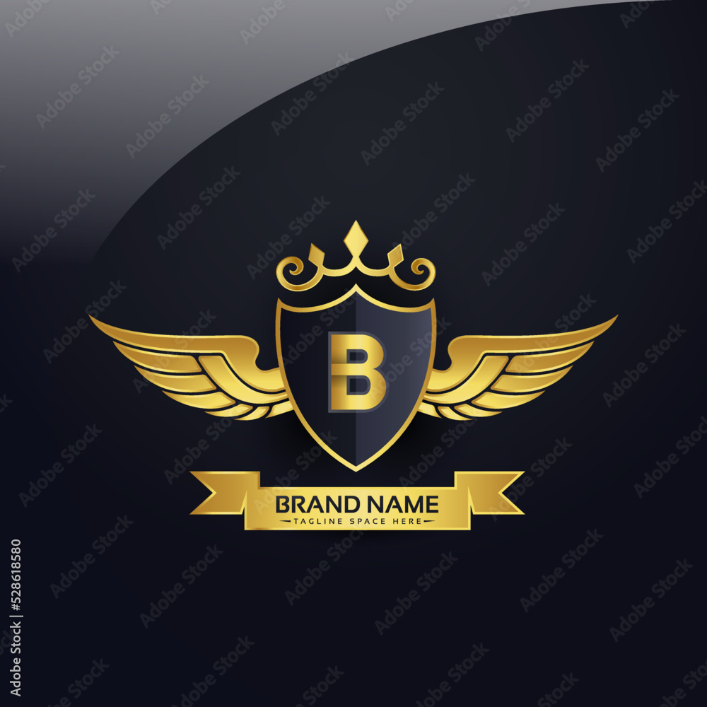 Luxury royal wing Letter B crest Gold colour, Victory logo, crest logo ...