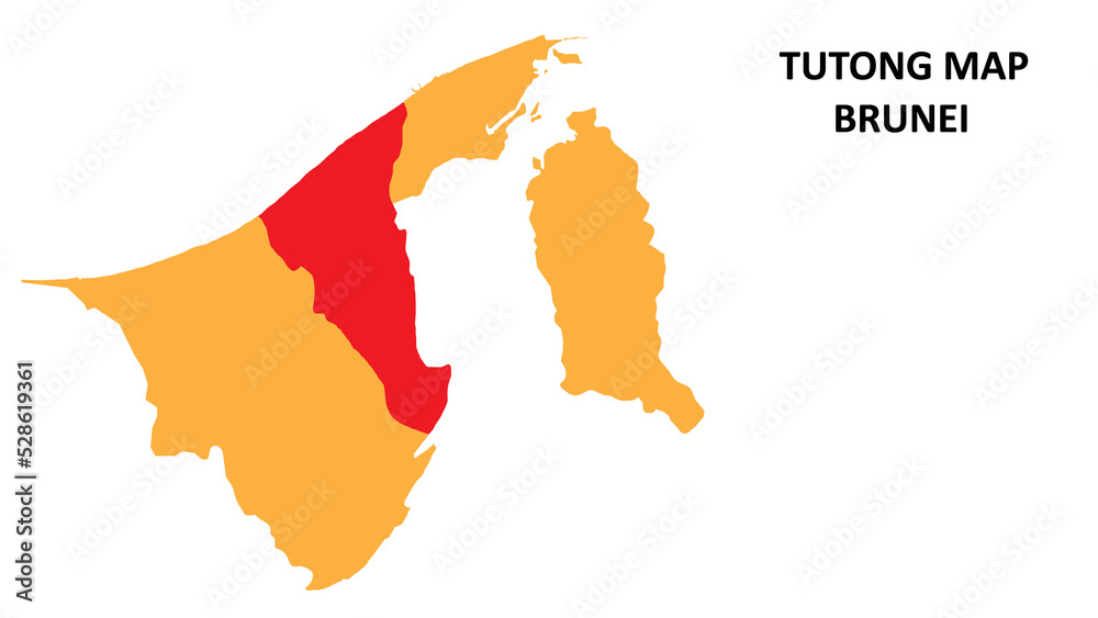 Tutong State and regions map highlighted on Brunei map. Stock ...