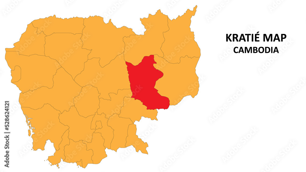 Kratié State and regions map highlighted on Cambodia map. Stock ...