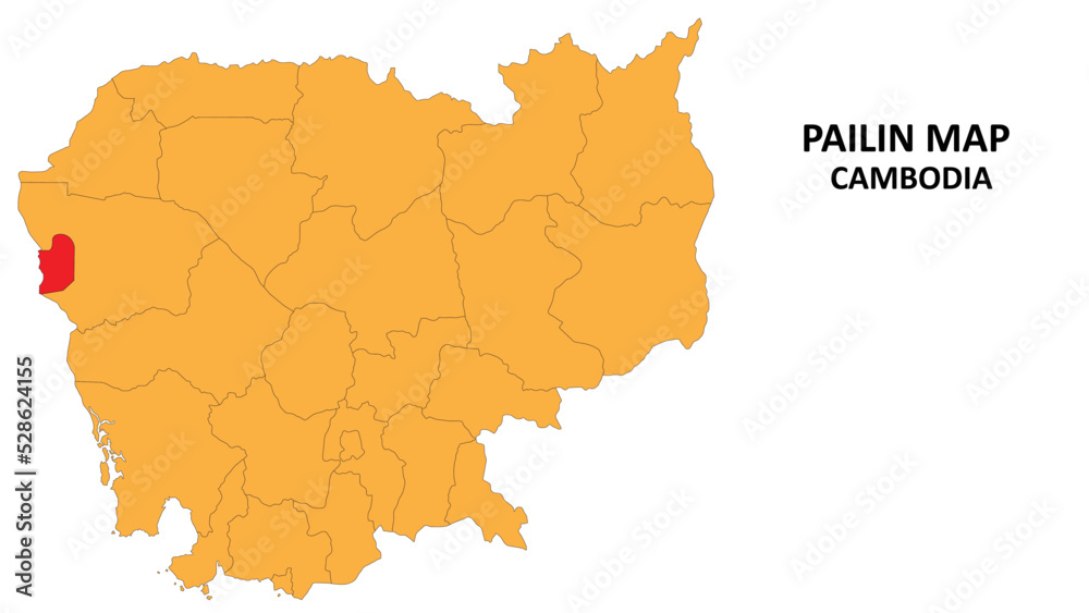 Pailin State and regions map highlighted on Cambodia map. Stock Vector ...