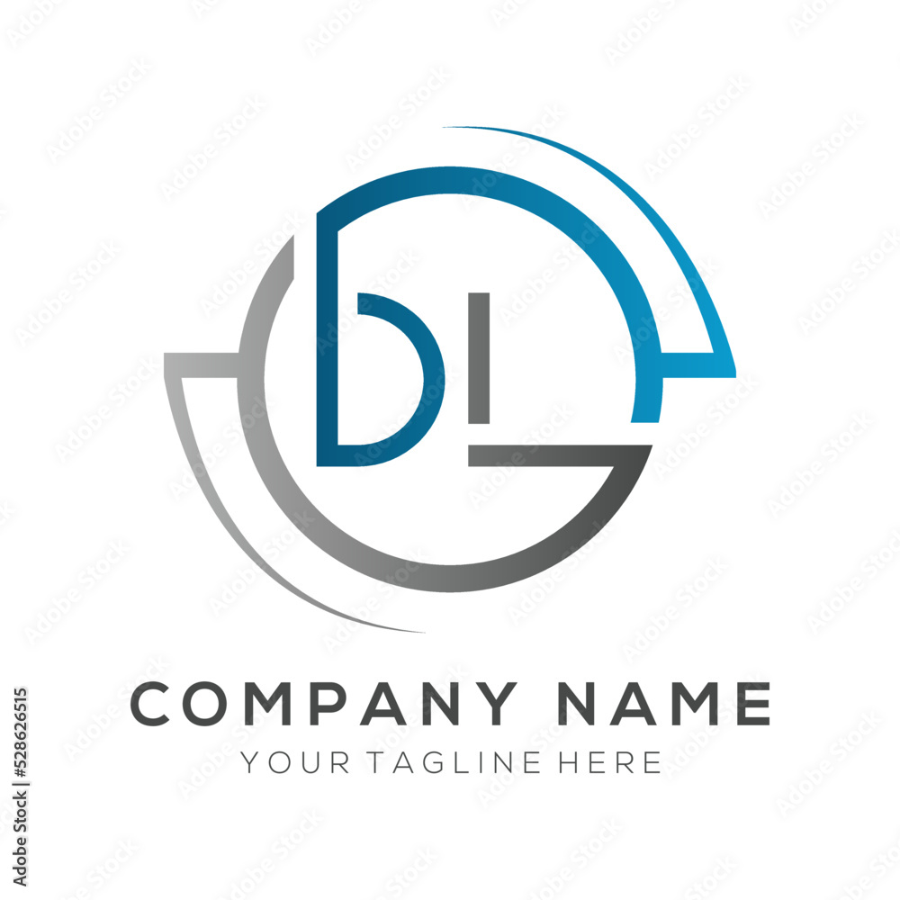 letter DL Logo Design Vector Template. Initial Blue And Silver Letter ...