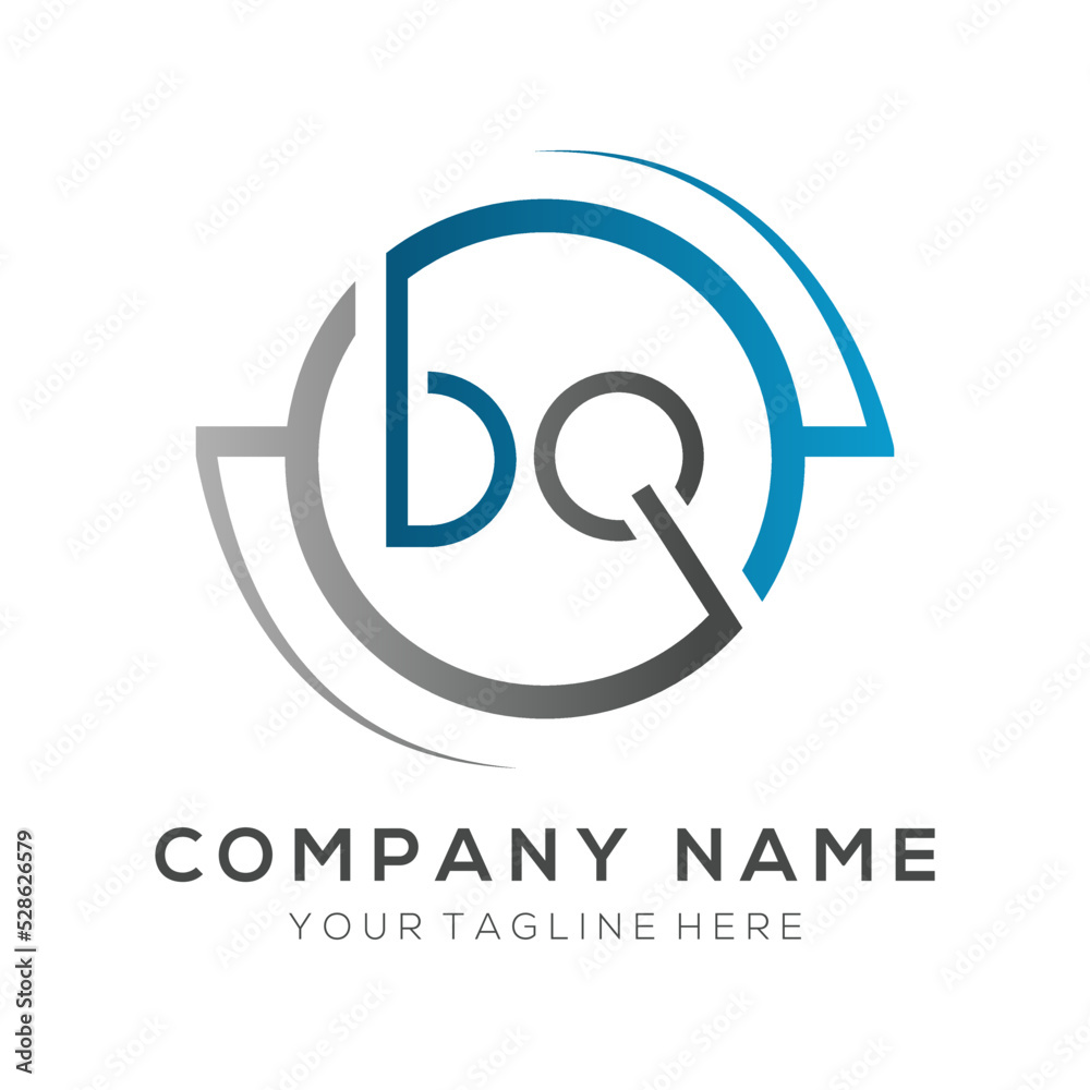 letter DQ Logo Design Vector Template. Initial Blue and Silver Letter ...