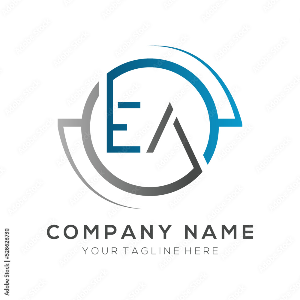letter EA Logo Design Vector Template. Initial Blue And Silver Letter ...