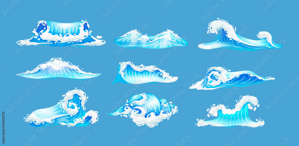 Sea ocean wave set. Blue water ocean waves, marine surf wave, ripples ...