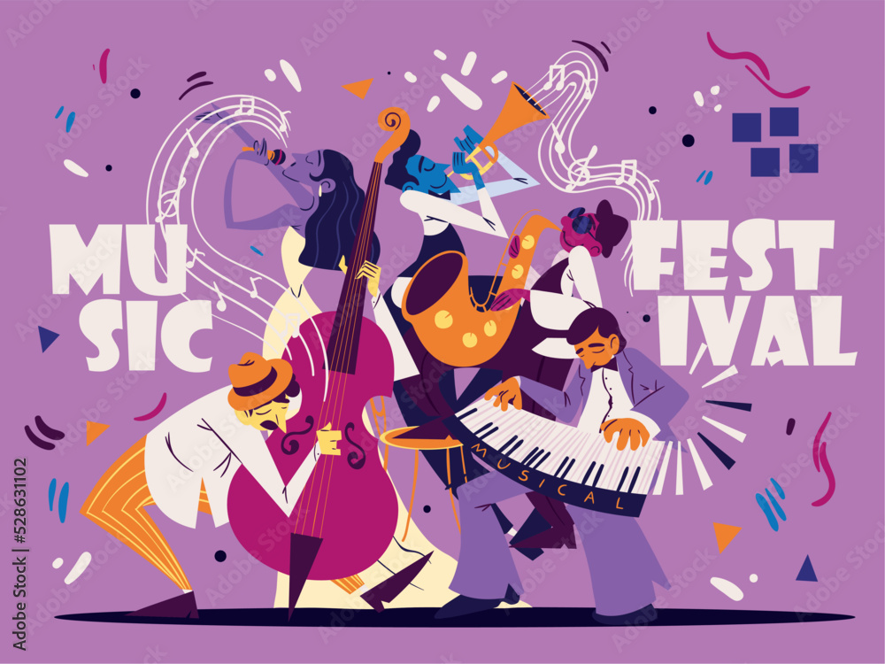 musicians and music festival poster Stock Vector | Adobe Stock
