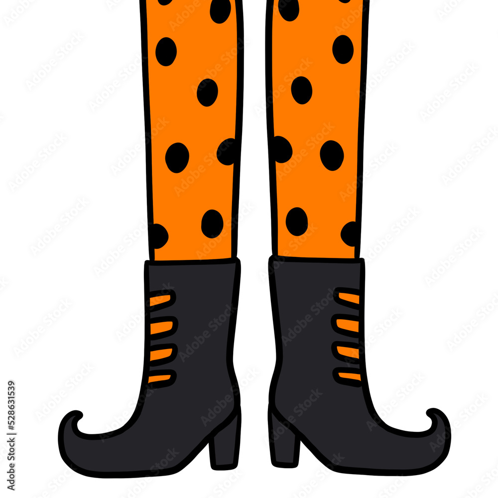 Cute cartoon funny shoes witch clipart. Stock Illustration | Adobe Stock