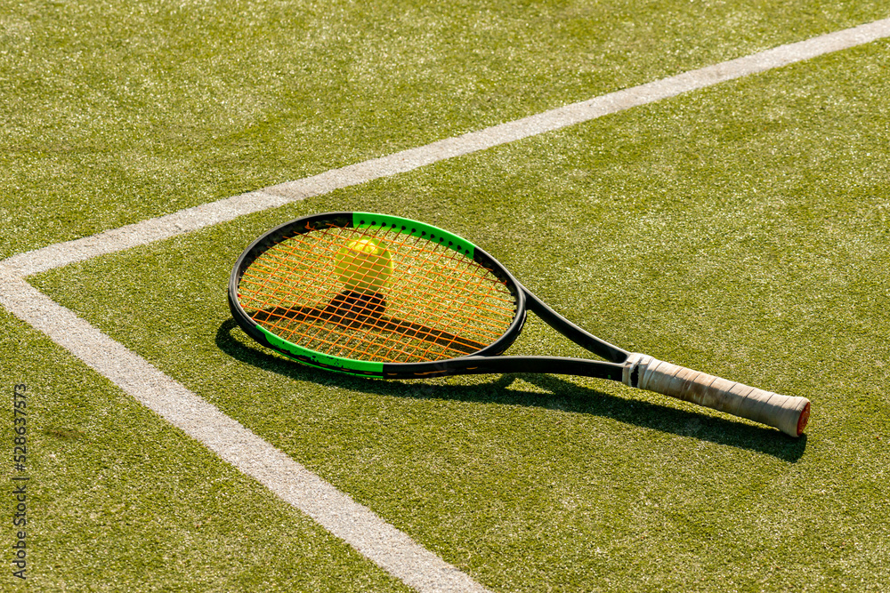 tennis background Close-up shots of tennis balls in tennis courts With ...
