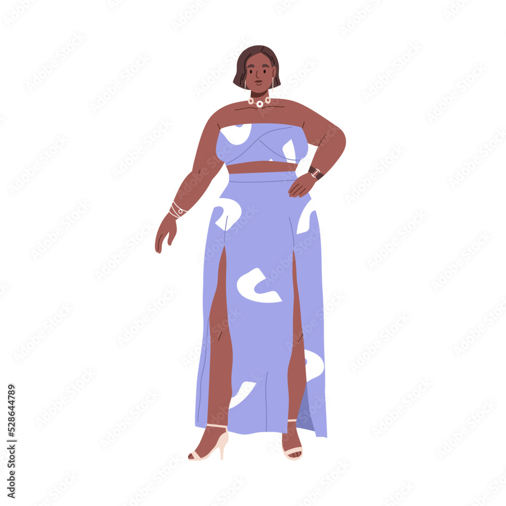 Pretty chubby fat woman portrait. African girl with plump curvy body ...