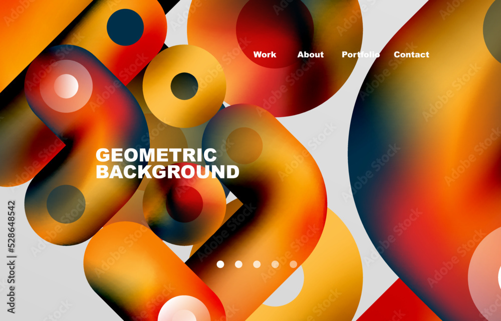 Circles and round shapes landing page abstract geometric background ...