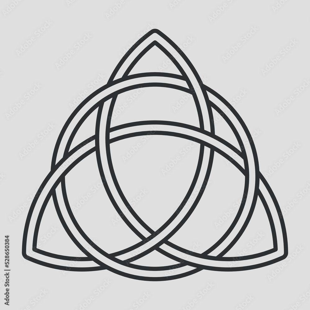 Triquetra line icon. The triple moon pagan sign. Wiccan teaching emblem ...