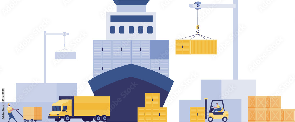 Container Ships, Freight Forwarder, Industrial sea port cargo logistics ...