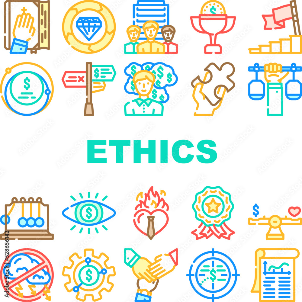 business corporate ethics company icons set vector. integrity trust ...