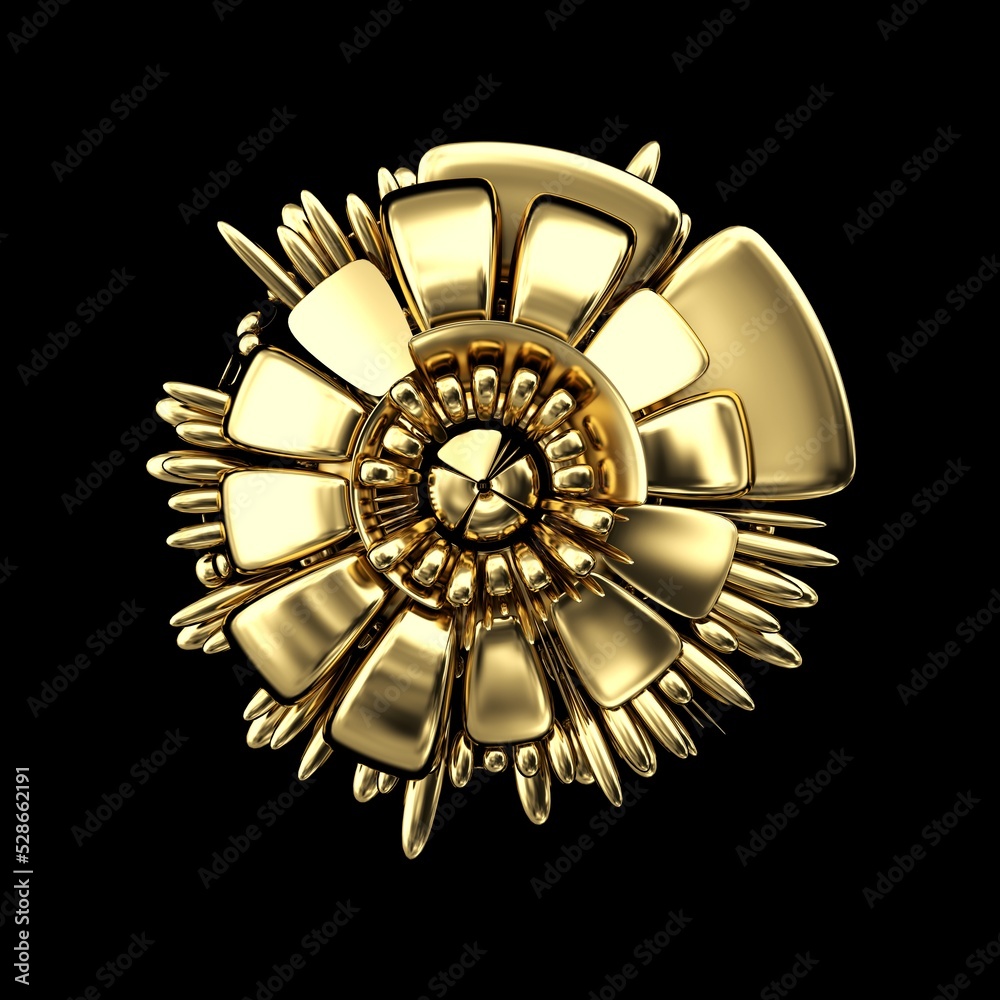 Abstract art with surreal alien flower in curve wavy elegance organic ...