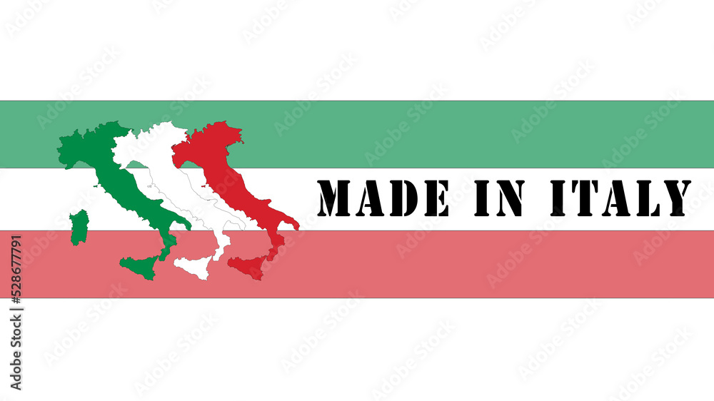 italy: graphics of the Italian tricolor, made up of several shapes of ...