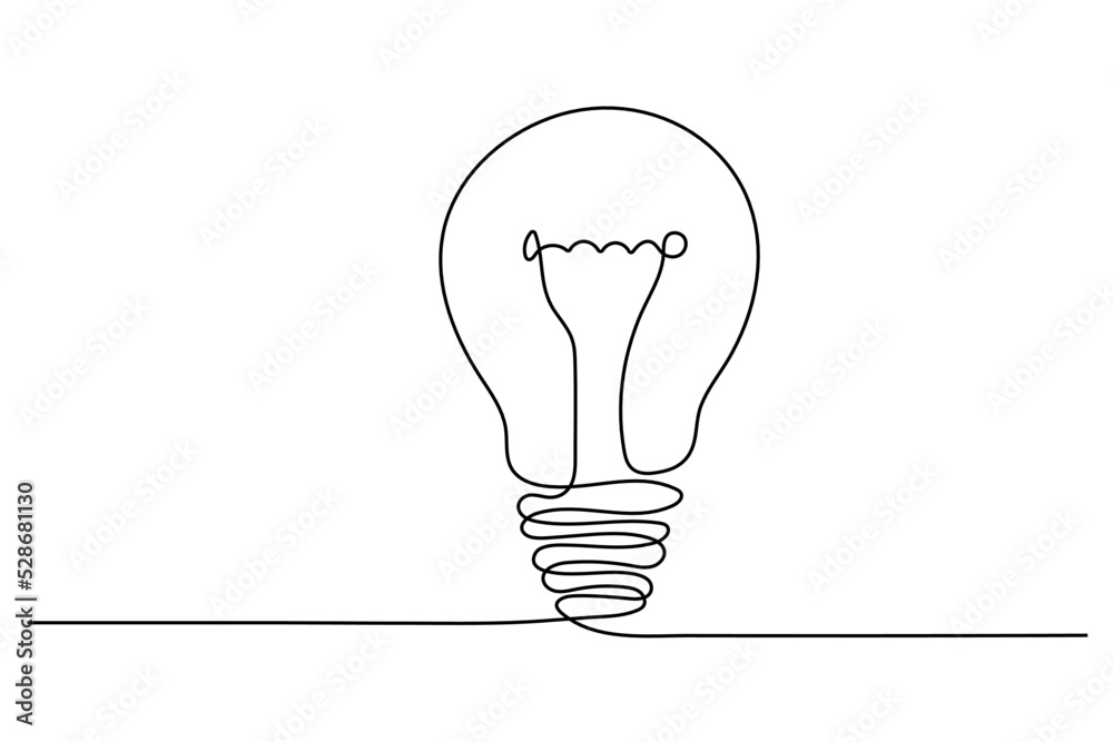 Continuous Line Drawing Light Bulb Electic Vector Illustration Stock ...