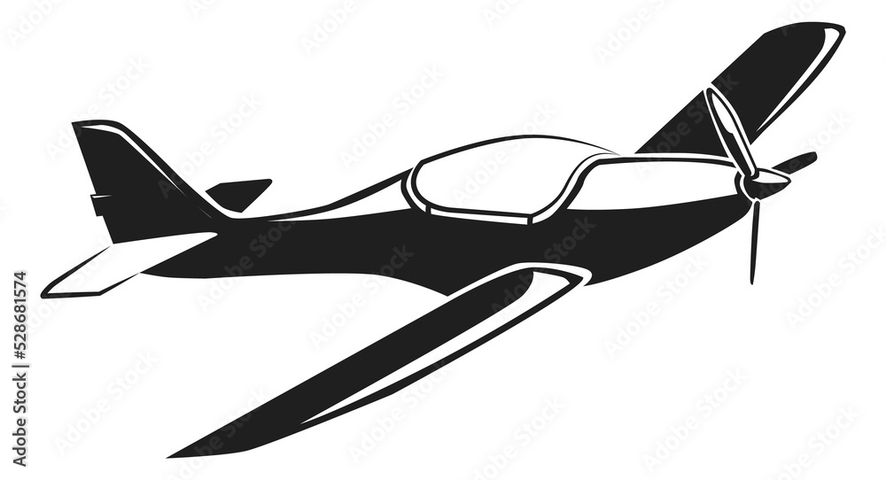 Flying airplane icon. Simple light plane with propeller Stock ...