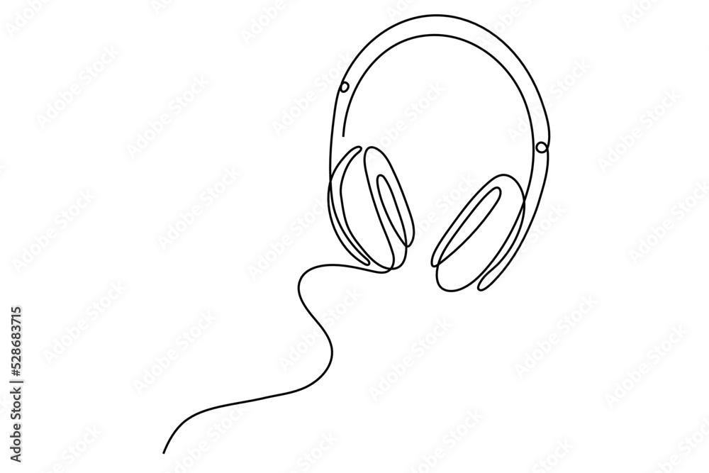 continuous line drawing of headphones Stock Vector | Adobe Stock