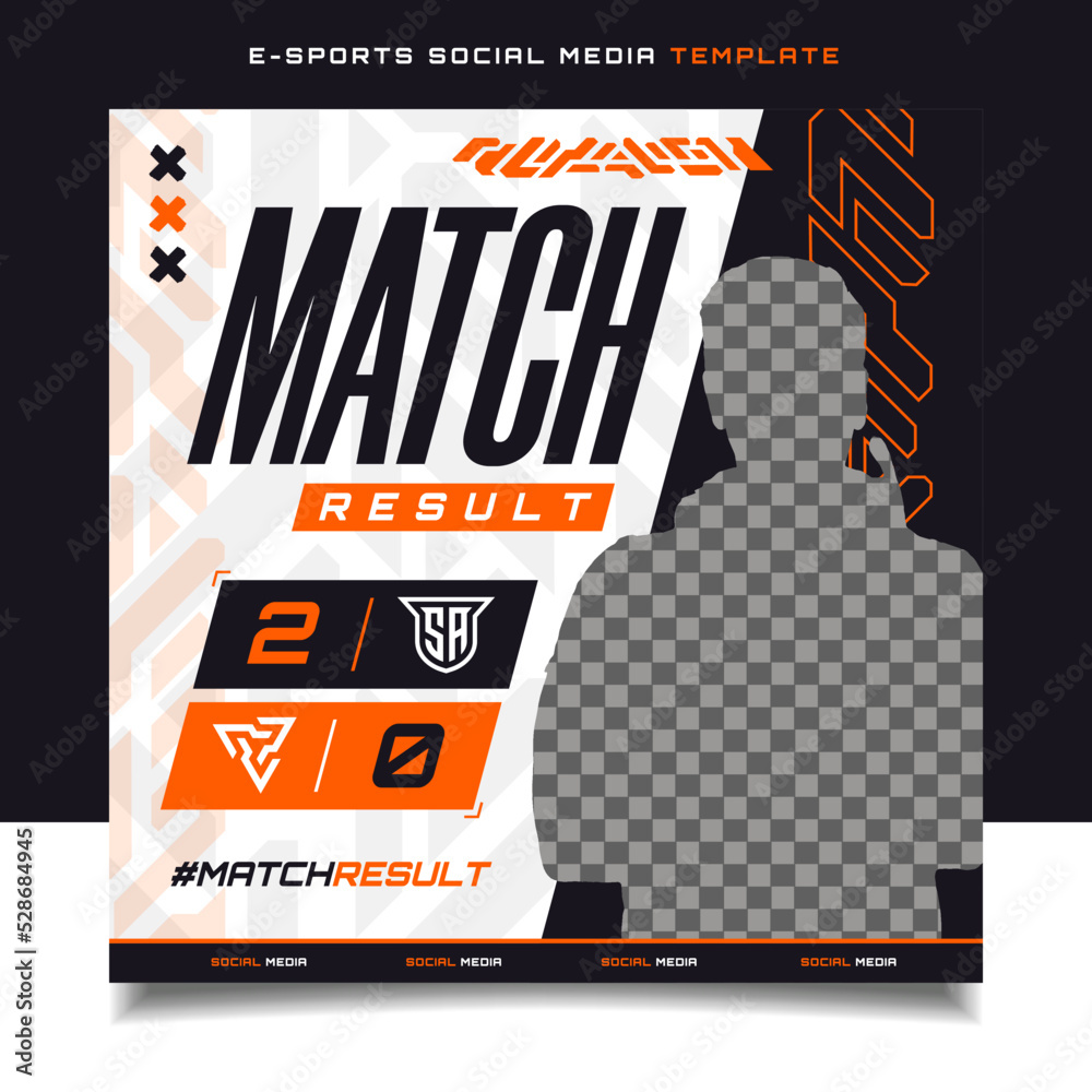 Match Result E-sports Gaming Banner Template for Social Media Post ...