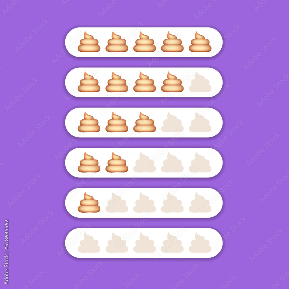 funny comic poop rating icon set. client feedback system rating with ...