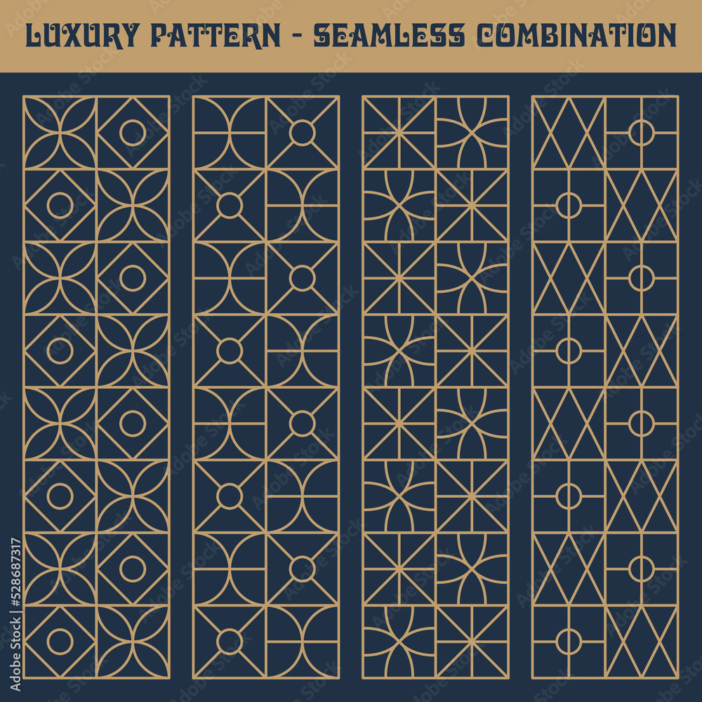 Geometric luxury seamless pattern combination abstract vector set ...