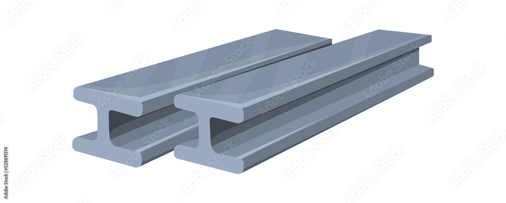 Metal construction beams. Steel structure girders, building materials ...