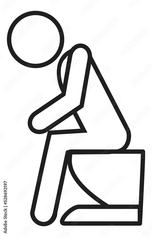Person sitting on toilet. Stomach ache symbol. Diarrhea icon Stock ...