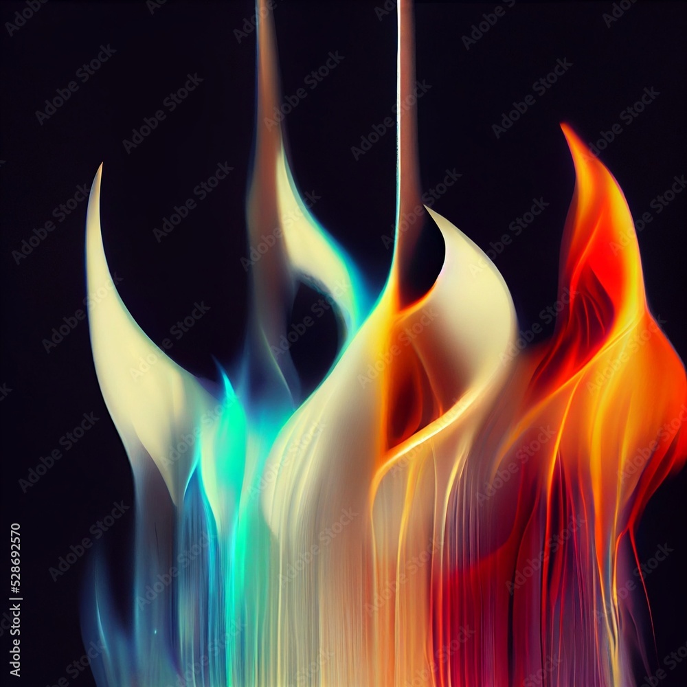 Fire on water. Burning fire on black background with cinematic ...