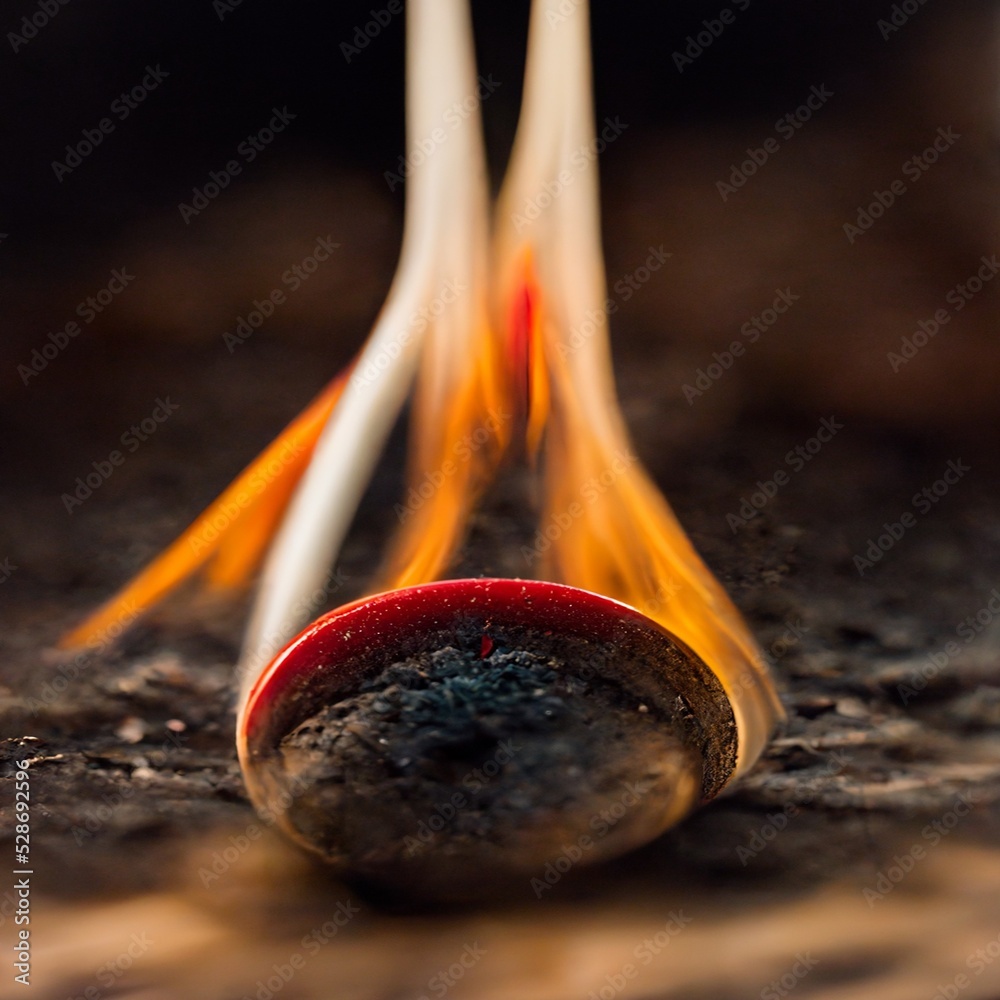 Coal on fire. Burning fire on black background with cinematic lightning ...
