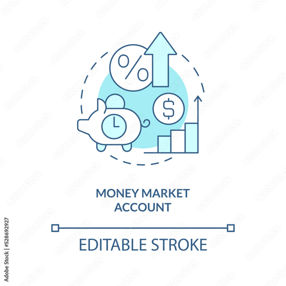 Money market account turquoise concept icon. High rates savings ...