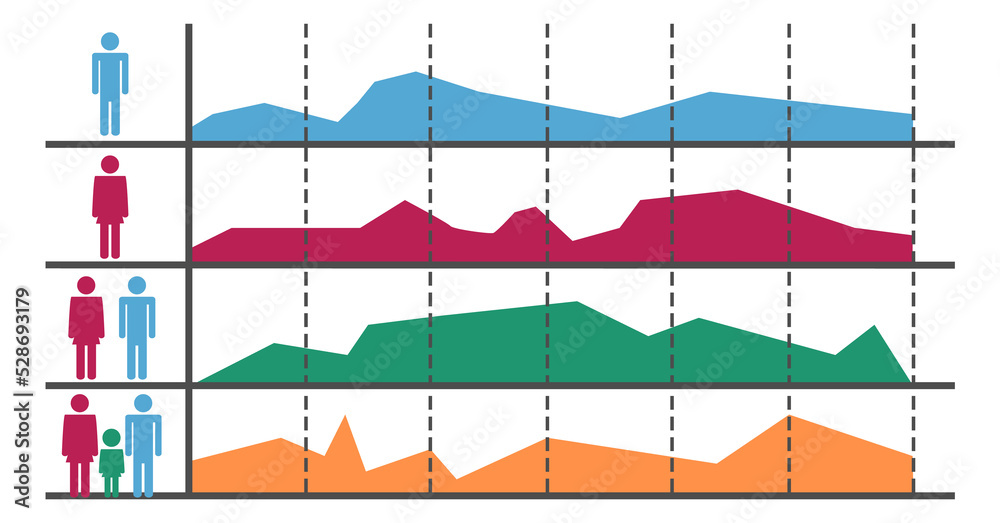 Demographic data chart icon. Population infographic statistics Stock ...