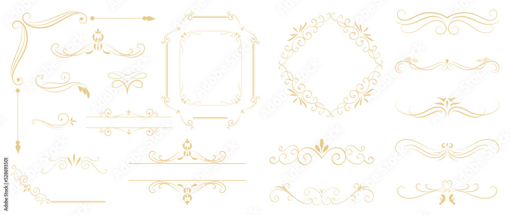 Luxury gold ornate invitation vector set. Collection of ornamental ...