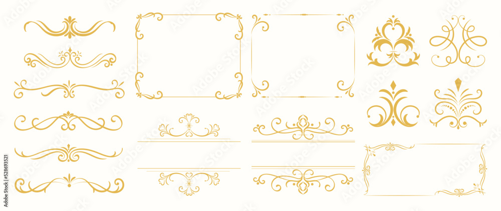 Luxury gold ornate invitation vector set. Collection of ornamental ...