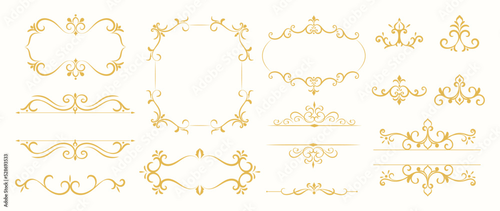 Luxury gold ornate invitation vector set. Collection of ornamental ...