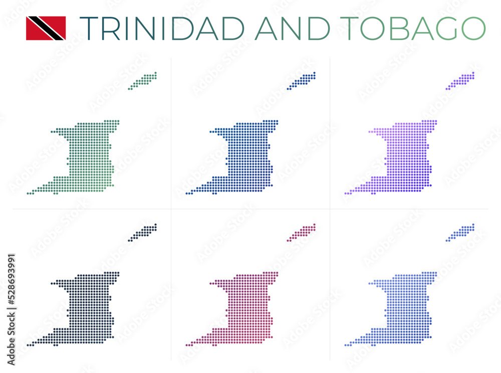 Trinidad and Tobago dotted map set. Map of Trinidad and Tobago in ... Trinidad and Tobago dotted map set. Map of Trinidad and Tobago in ...