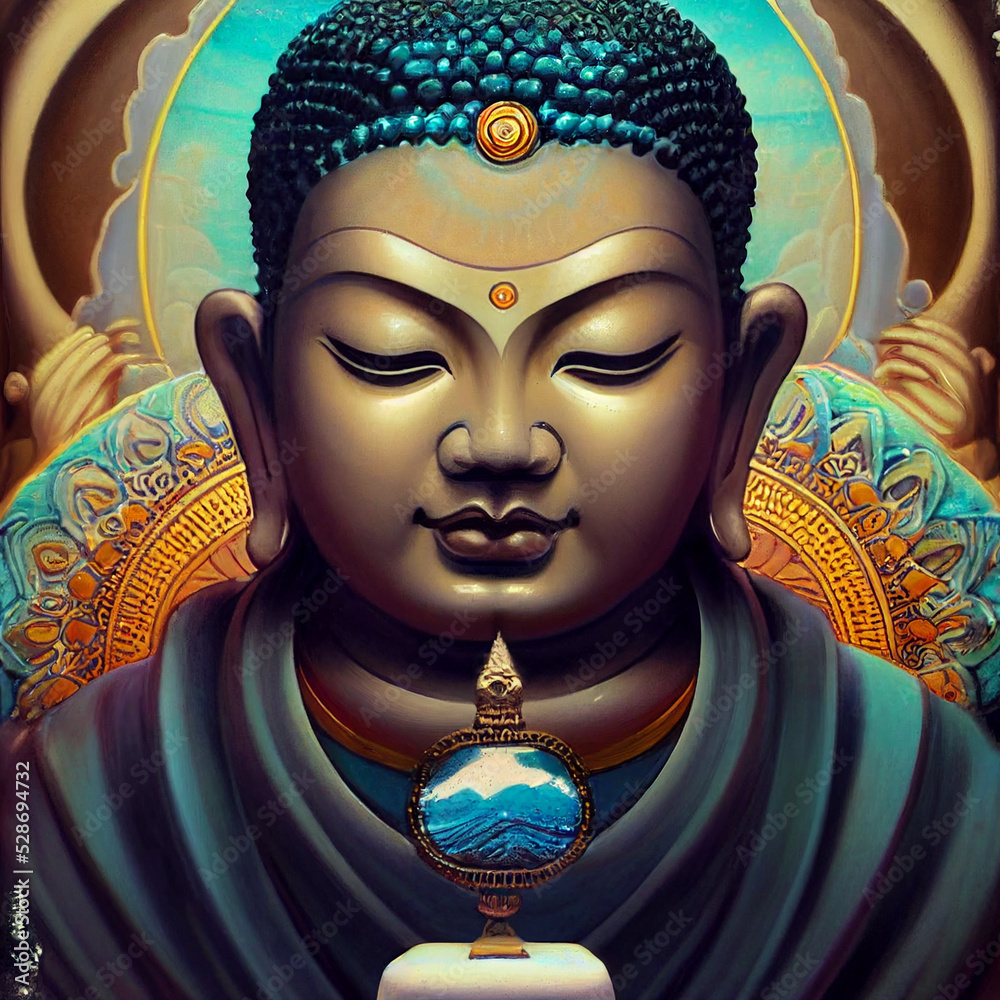 buddha fantasy illustration with intricate background Stock ...