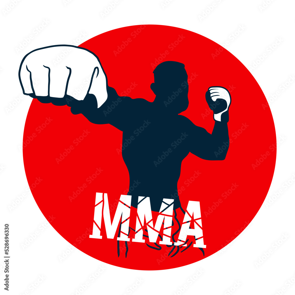 MMA fighter punch. MMA fighter mascot. MMA fighter badge set Stock ...