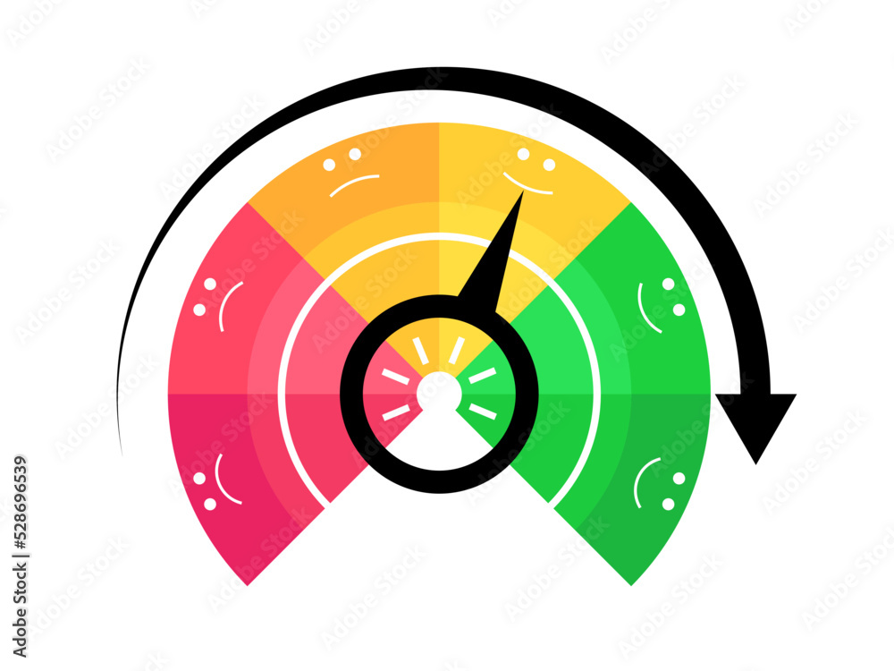 Fair credit score. Credit rating indicator from bad to good, from red ...
