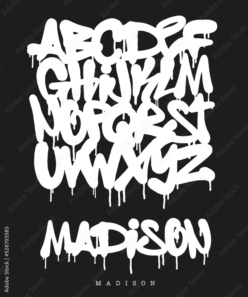Street Graffiti Tag Font, handwritten Typography vector illustration ...