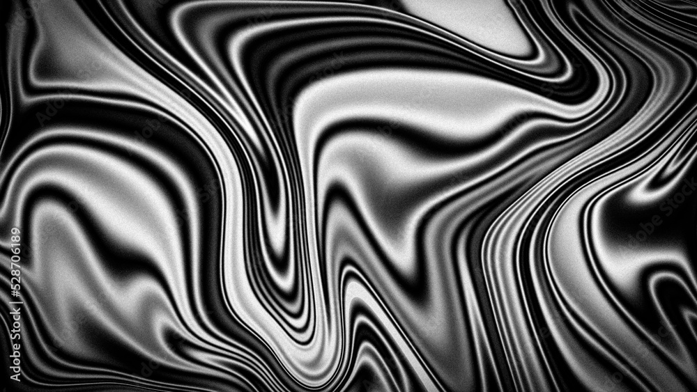 Abstract flowing liquid curve line in grey silver black metallic ...